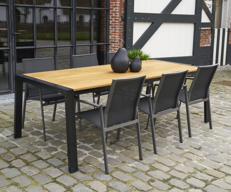 Bermuda Aluminum Teak Extra Long Dining Table