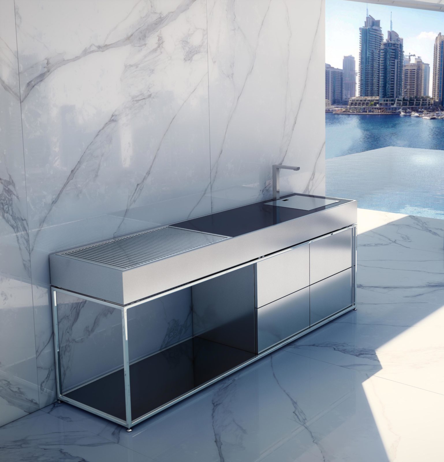 Custom Outdoor Kitchen Stainless Steel BBQ Grill | BBQ Island